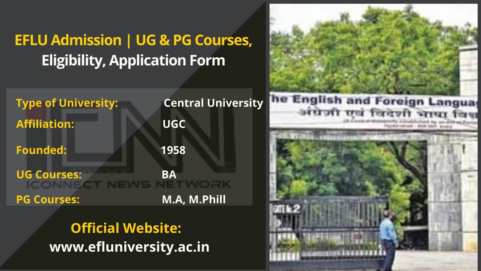 EFLU Admission 2024: UG & PG Courses, Last Date, Eligibility