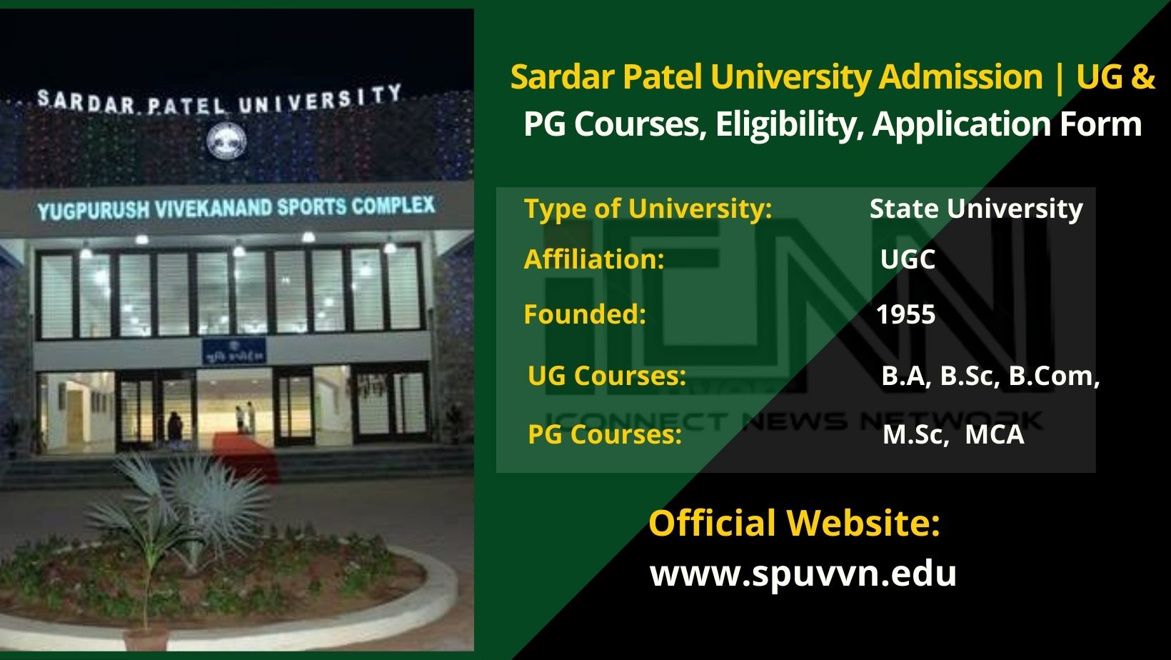 Sardar Patel University Admission 2025 | UG & PG, Courses, Fee, Last date
