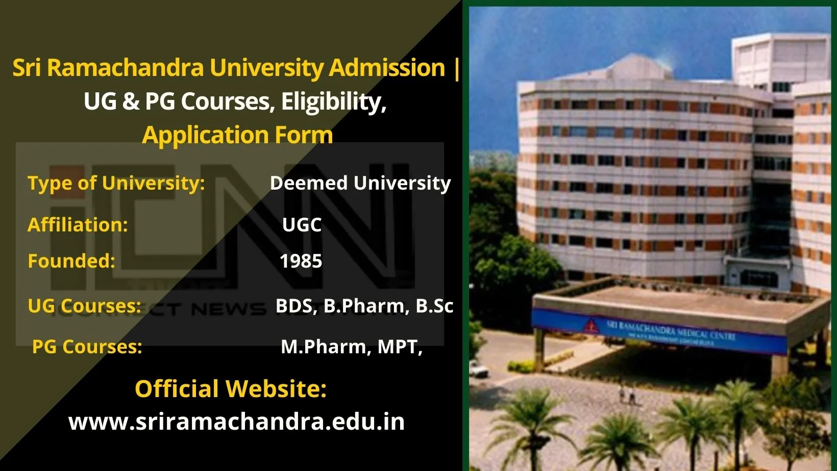 Sri Ramachandra University Admission 2026 | Courses, Application Form ...